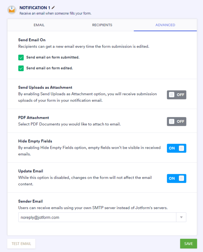 Explanation of Email Notification and Autoresponder Settings