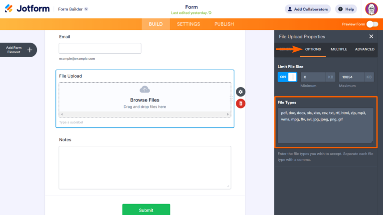 How to Change the Allowed File Types in File Upload