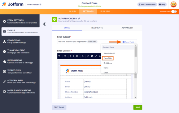 How to Add the Form Title to Form Emails