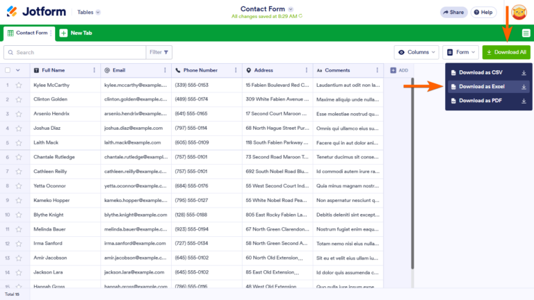 How to Export Your Form Data to Excel