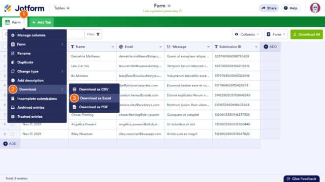 How to Export Form Data to Excel