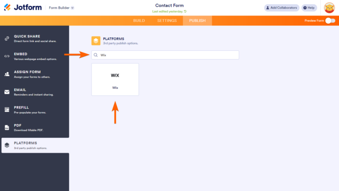 Adding Your Form to Wix