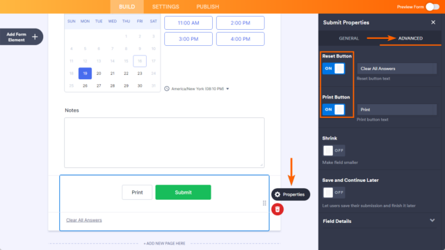 Cómo agregar botones de restablecimiento e impresión a los formularios