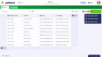 How to Download Form Submissions as Excel, CSV, or PDF