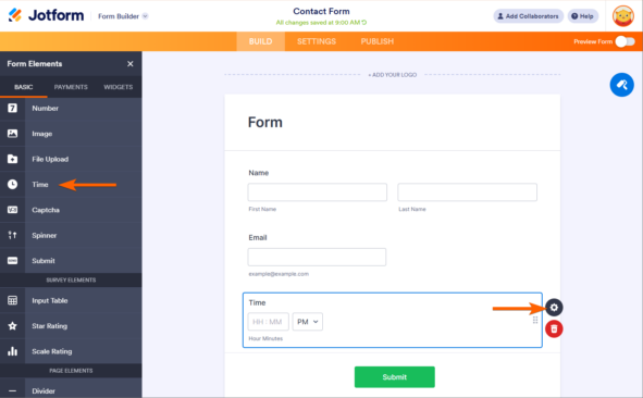 How to Add Time Field to a Form