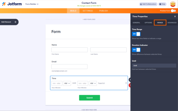 How to Add Time Field to a Form