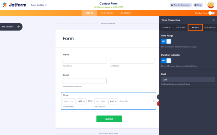 How to Add Time Field to a Form