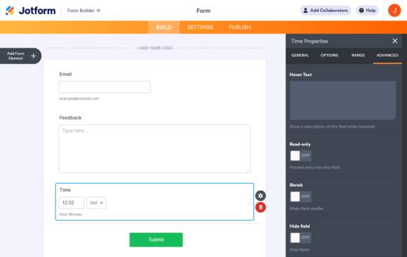 How to Add Time Field to a Form