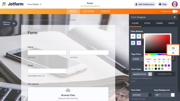 How to Adjust Your Form Background's Opacity