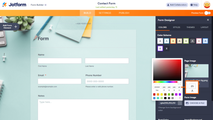 How to Adjust Your Form Background's Opacity