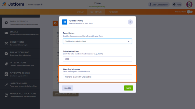 How to Add Time and Response Limit to Your Form