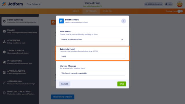 How to Add Time and Response Limit to Your Form