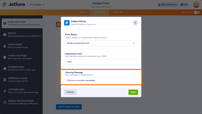How to Add Time and Response Limit to Your Form