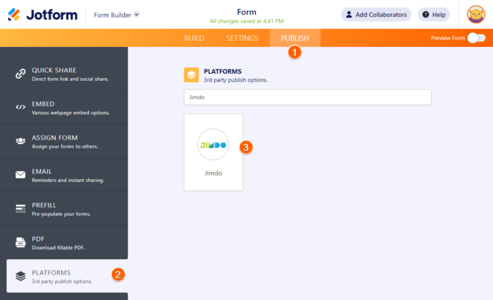 Add a Form to a Jimdo Page