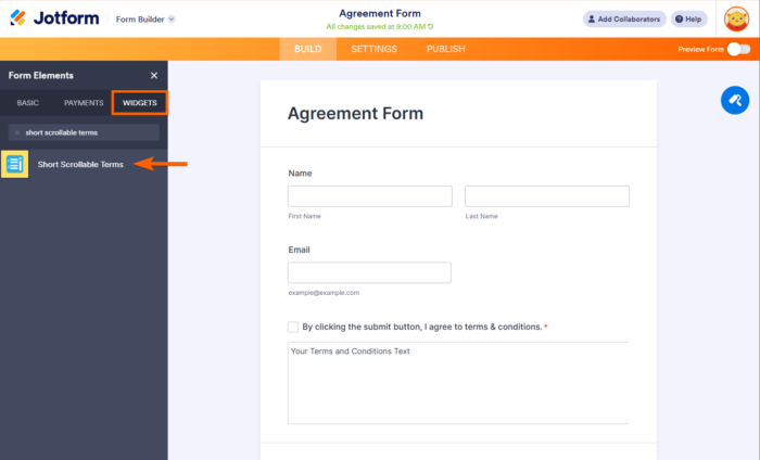 Creating a Scrollable Terms and Conditions