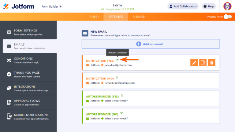 How to Send an Email Based on a User's Answer