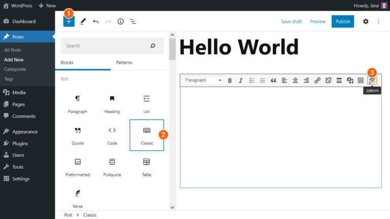 Embed Jotform in WordPress Using the Embed Form Plugin