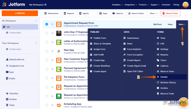 How to Enable or Disable a Form