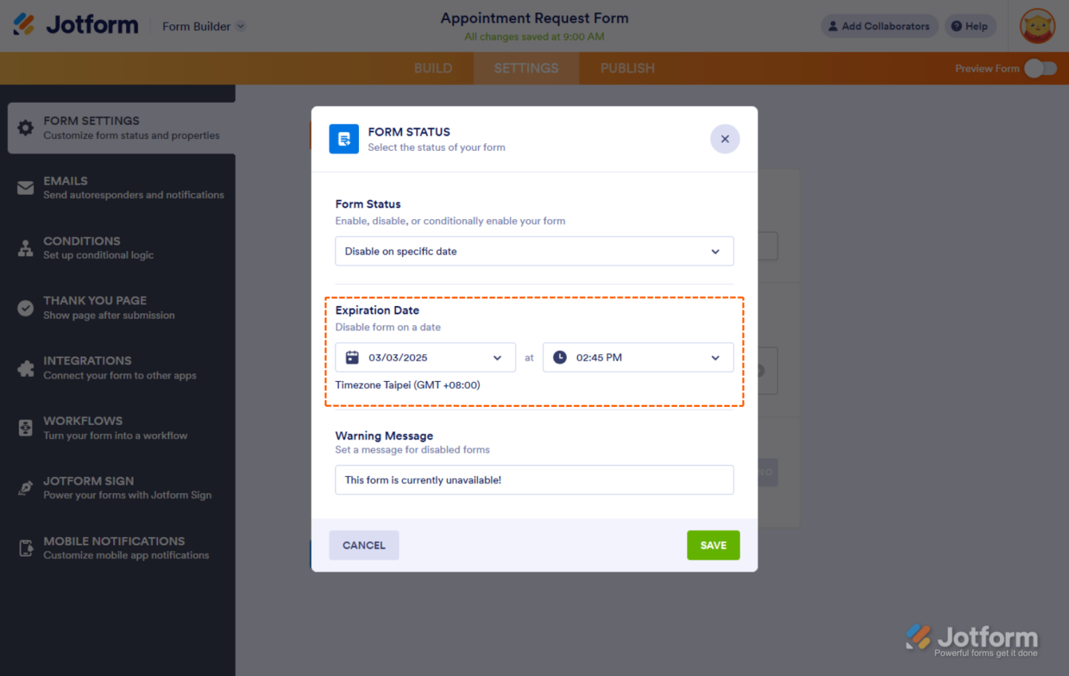 How to Enable or Disable a Form