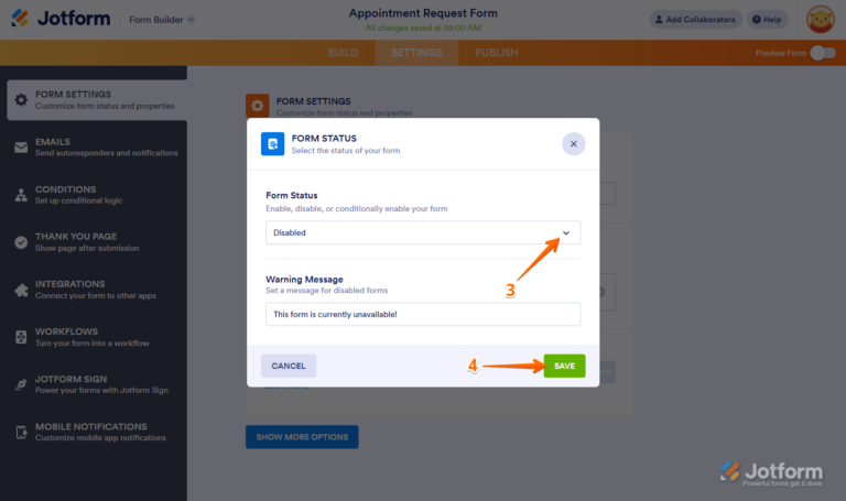How to Enable or Disable a Form