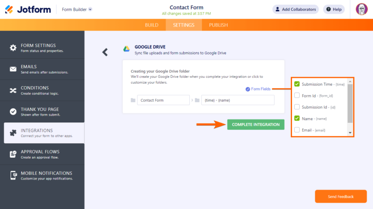How to Integrate Your Form With Google Drive