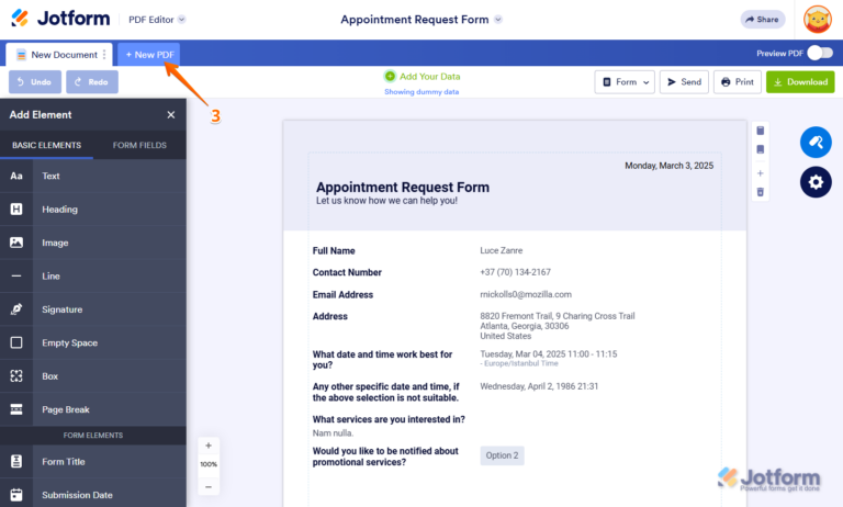 How to Create and Download a Fillable PDF Form