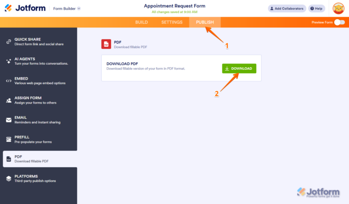 How to Create and Download a Fillable PDF Form