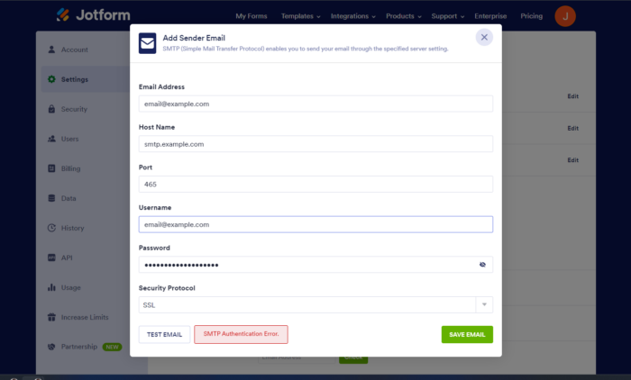 How to Set up SMTP for a Form
