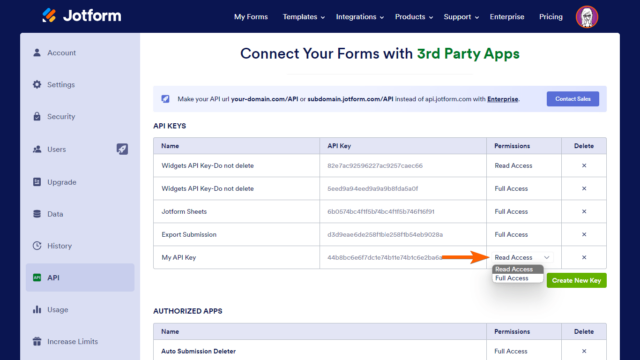 How to Create Jotform API Keys