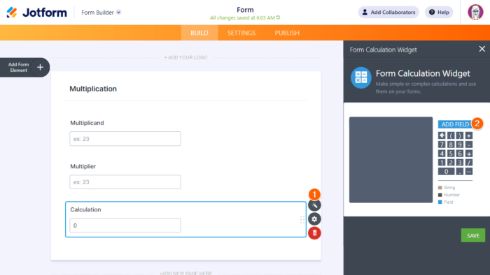 How to Perform Form Calculation Using a Widget