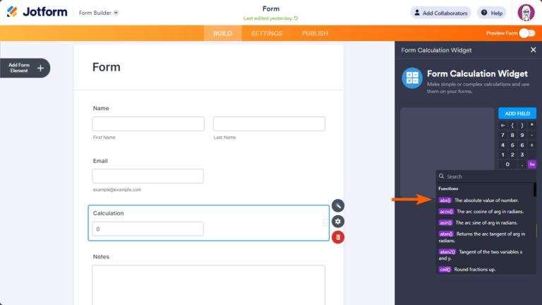 Form Calculation: Math Function Reference