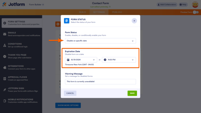 How to Remove or Reset Your Form's Expiration Date