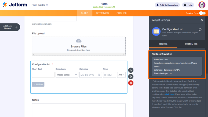 How to Set Up the Configurable List Widget
