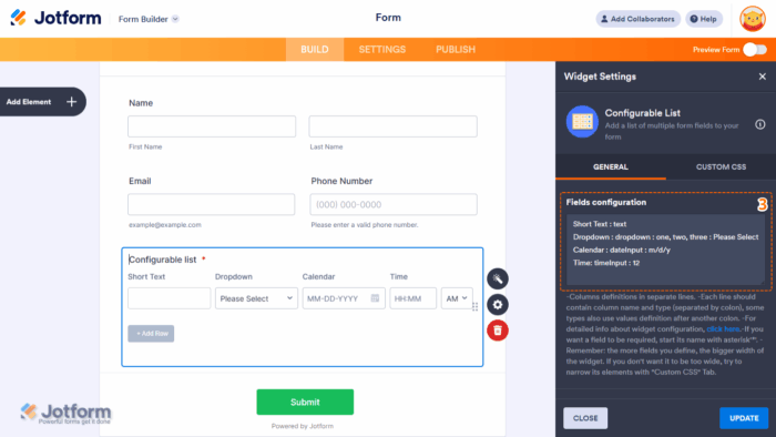 How to Set Up the Configurable List Widget