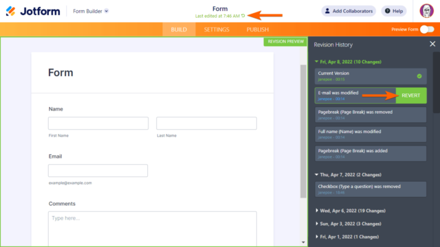 How to View Form Revision History