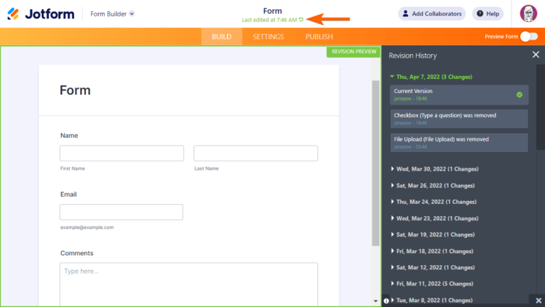 How to View Form Revision History