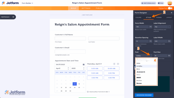 Beautify Your Form Using Jotform’s Built-In Fonts