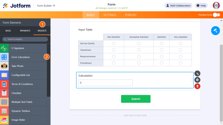 Performing Calculations With Input Table