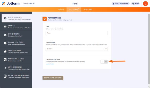 How to Enable Form Encryption