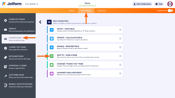 How to Skip Pages Using Conditional Logic