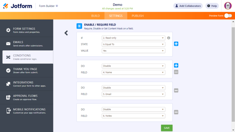 How To Enable Or Disable Fields Using Conditional Logic 1302