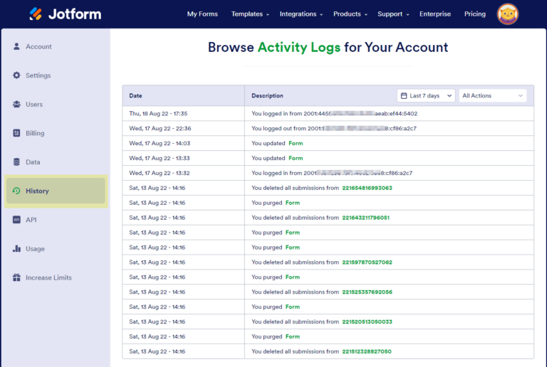 How to View Your Account Activity Logs