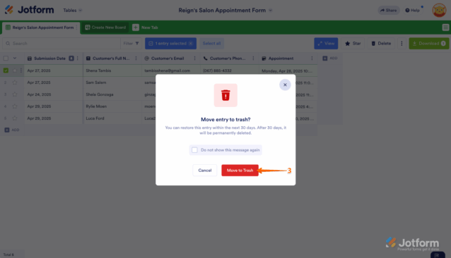 How to Delete Form Submission Data