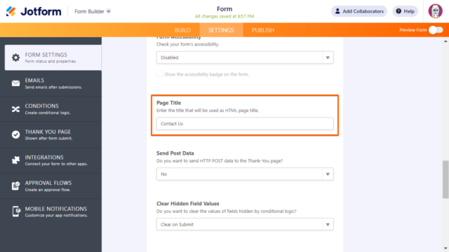 How to Change the Page Title of Your Form