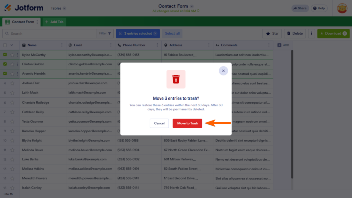 How to Delete Form Submission Data