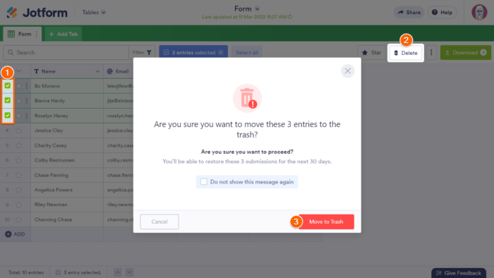 How to Delete Form Submission Data