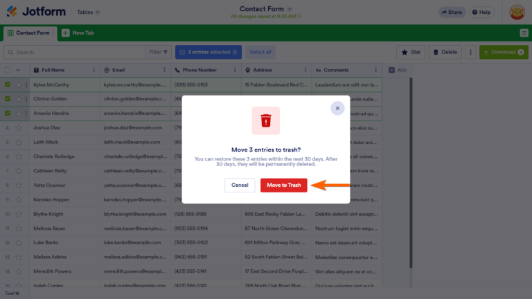 How to Delete Form Submission Data