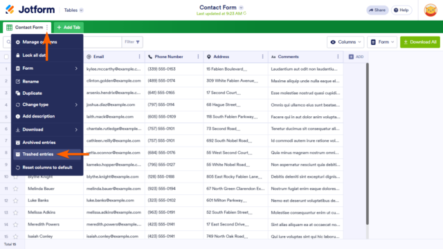 How to Delete Form Submission Data