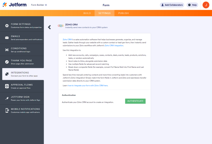 How to Integrate Jotform with Zoho CRM