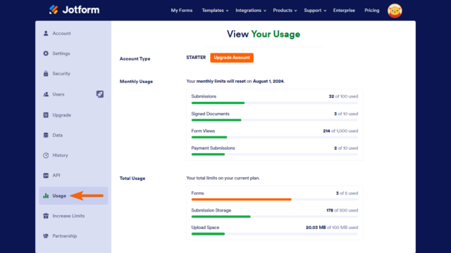 Understanding Your Account Usage and Limits